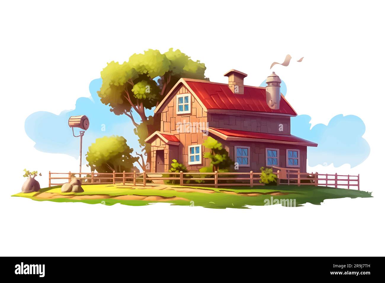 farm market in cartoon style for video game isolated on white ...