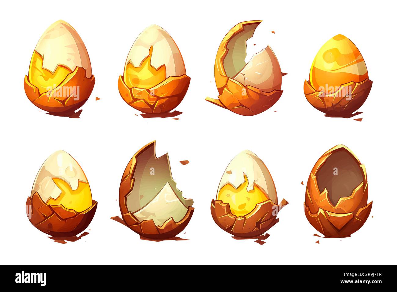 set broken egg in cartoon style for video game isolated on white ...