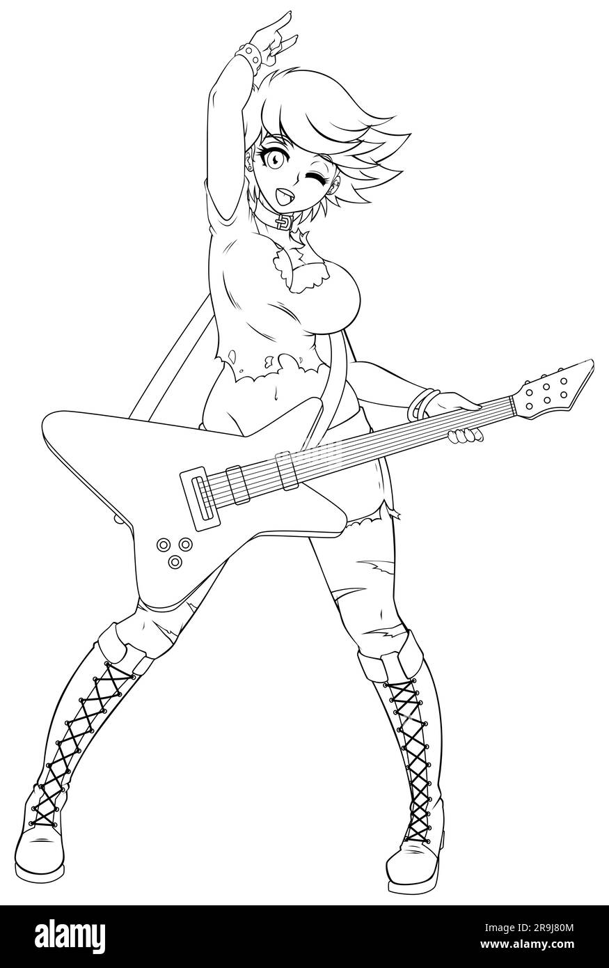 Anime Musician Line Art Stock Vector Image & Art - Alamy