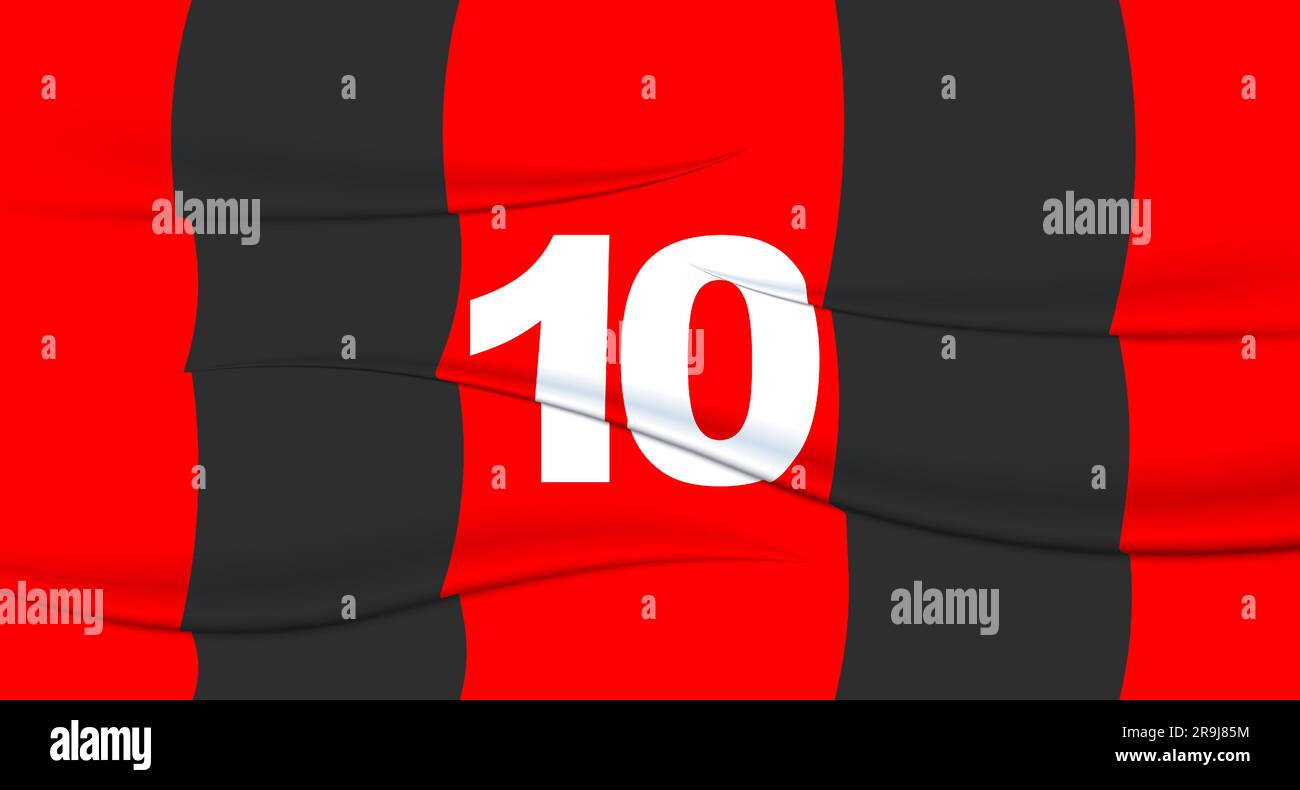 Red footballer's number on a football jersey. 10 Numbered print. Sports ...