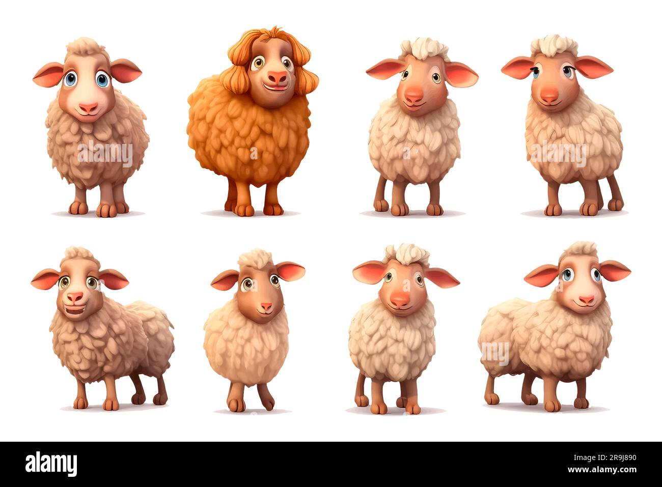 set sheep in cartoon style for video game isolated on white background ...
