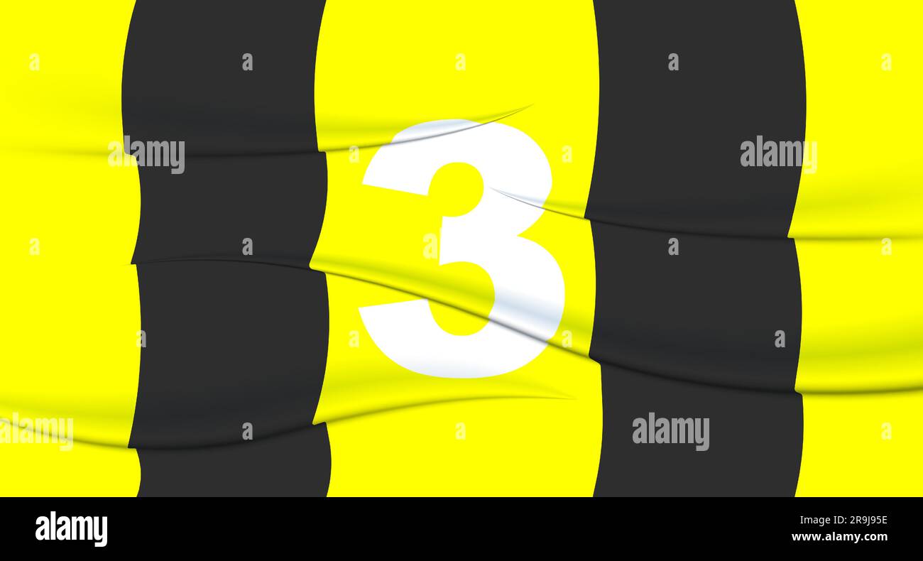 Yellow footballer's number on a football jersey. 3 Numbered print ...