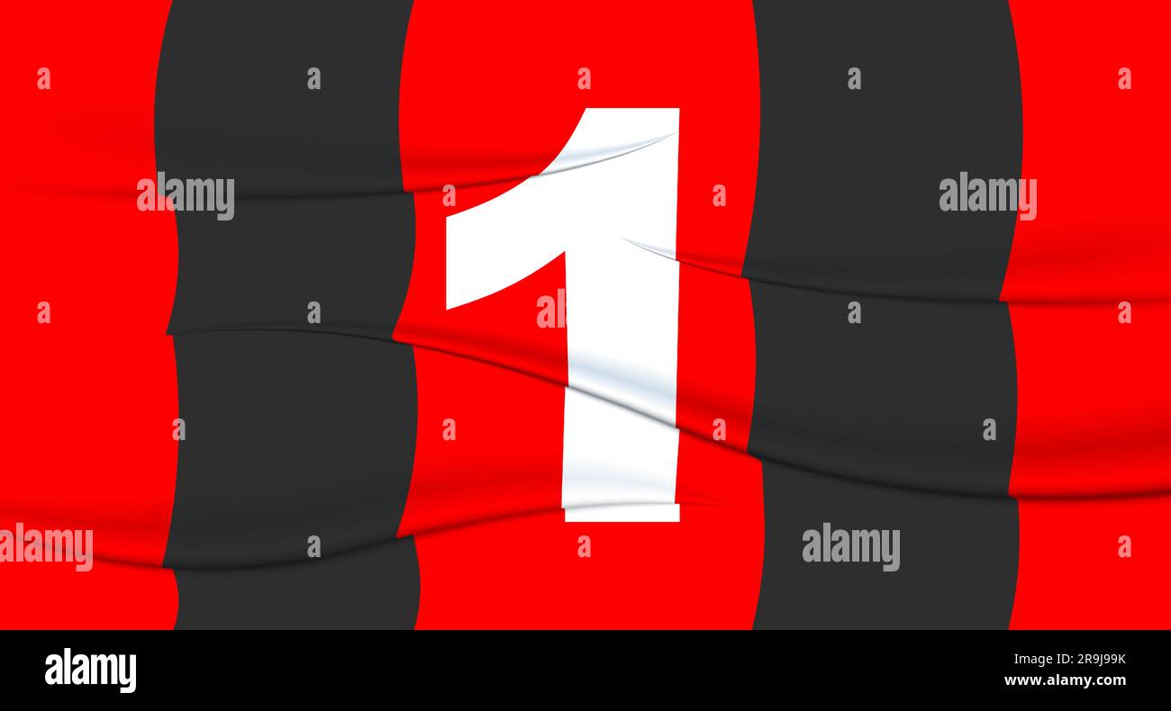Red footballer's number on a football jersey. 1 Numbered print. Sports ...