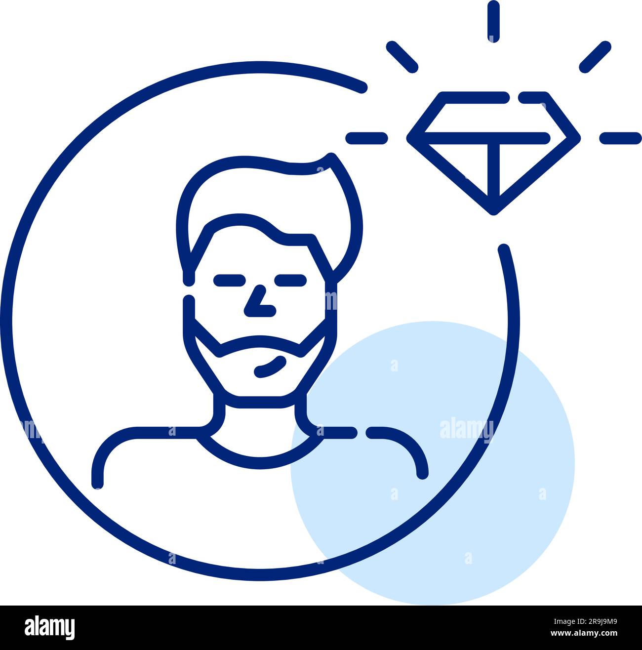 Premium user icon. Male avatar with beard and trendy haircut. Shining ...
