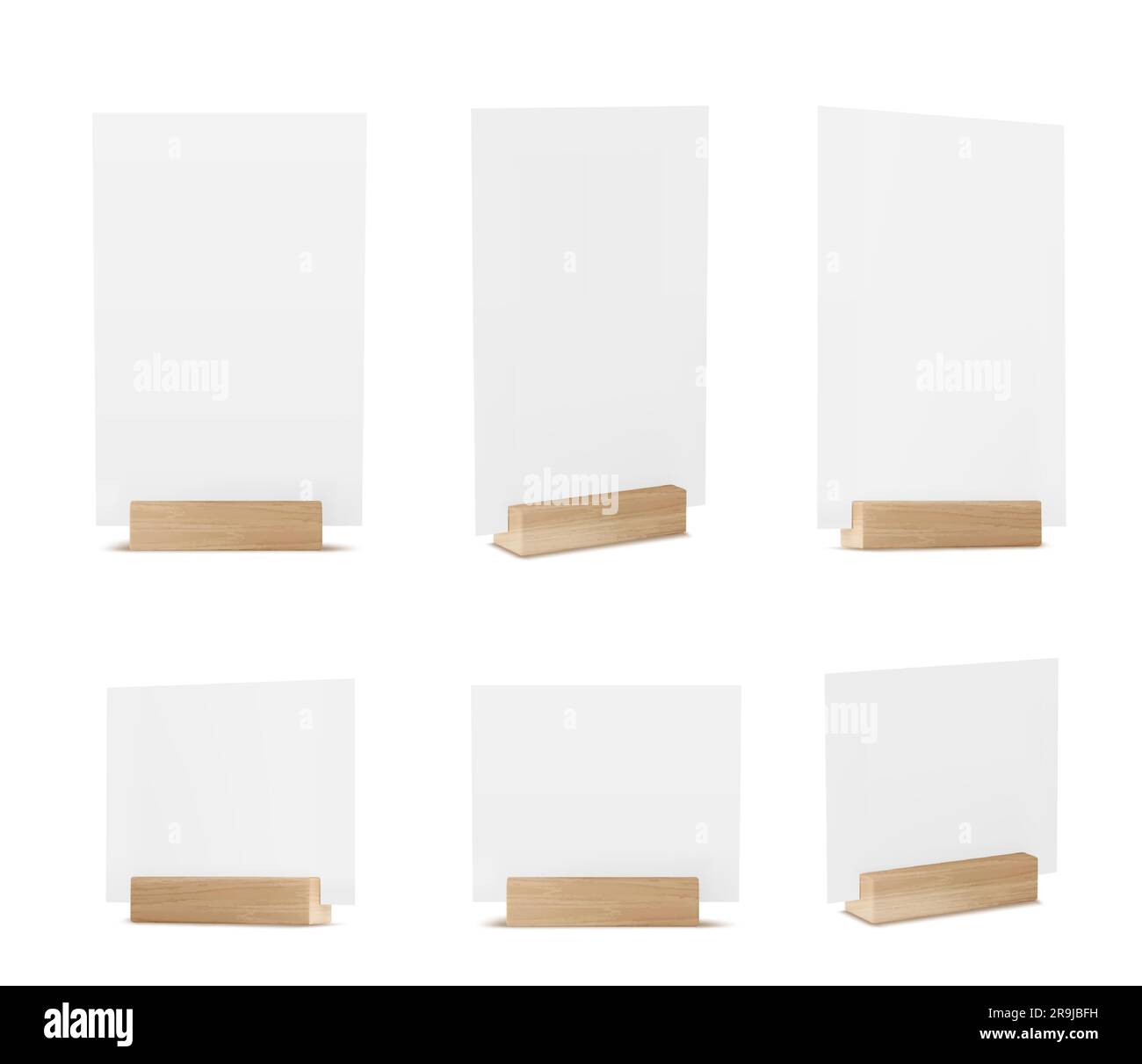 3d menu paper card stand holder for table mockup isolated. Blank a5 ...