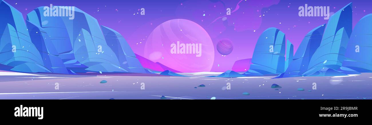 Alien planet desert with rocky stones. Vector cartoon illustration of ...