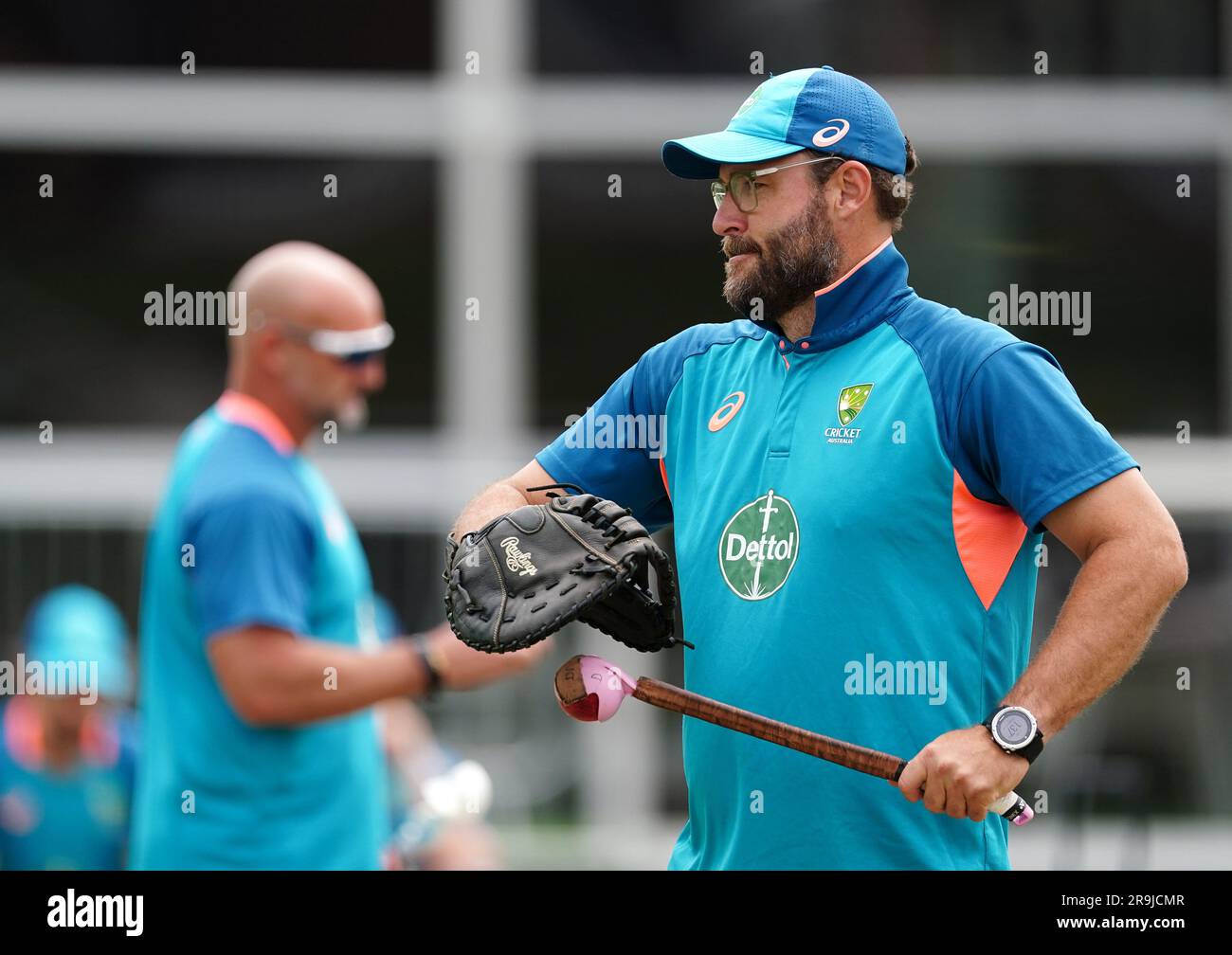 Australia coach Daniel Vettori (right) during a nets session at Lord's ...