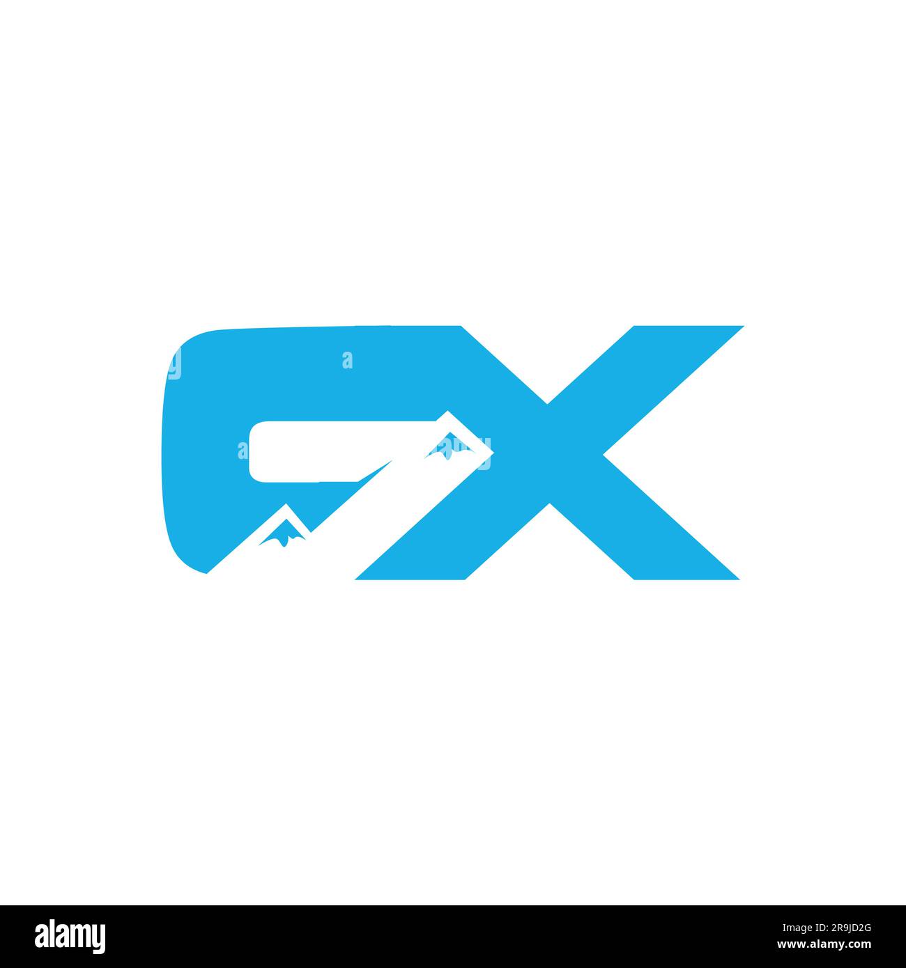 Initial letter CX mountain outdoor logo vector. Typography logo with ...