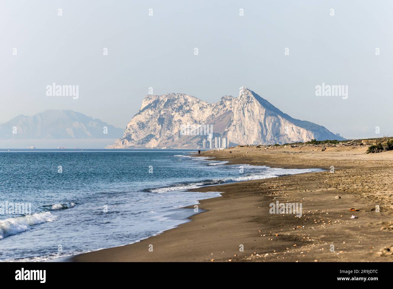 Morocco, Gibraltar and Spain viewed from Sotogrande beach, Spain. June ...