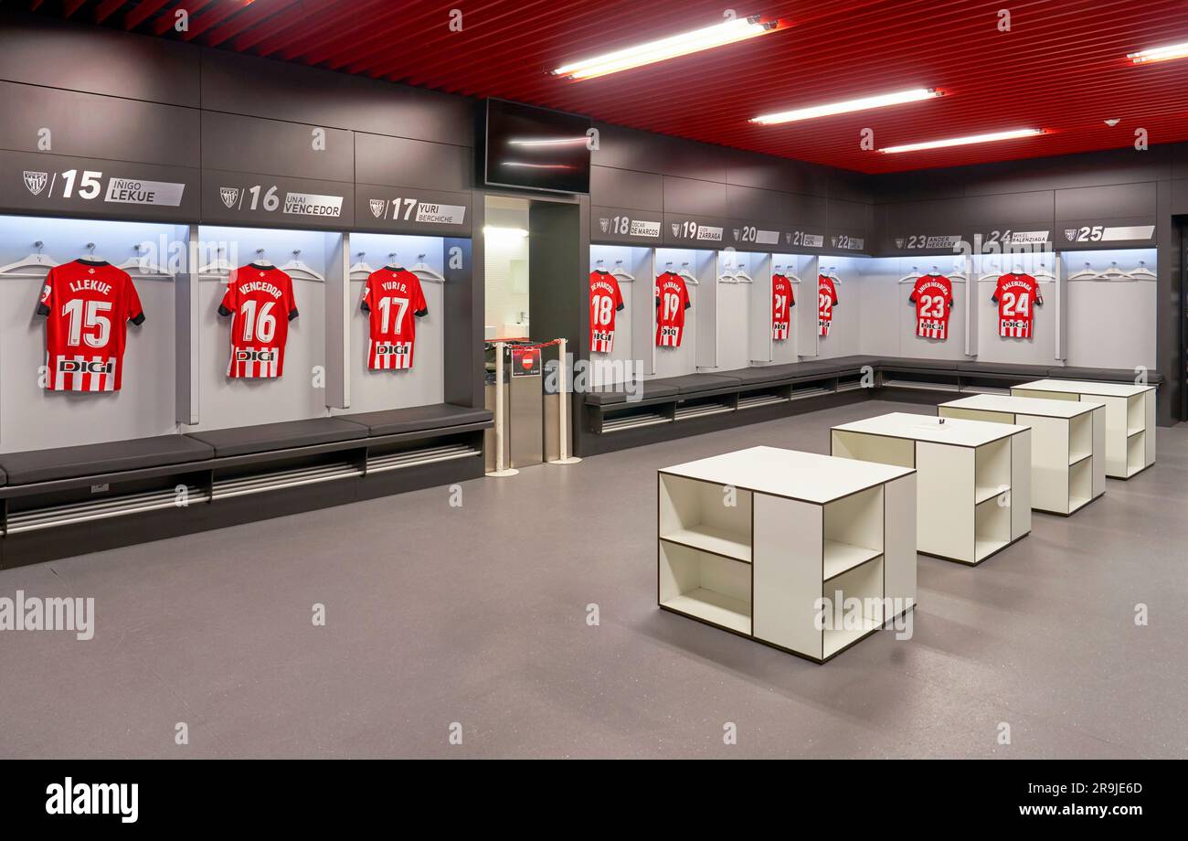 Changing room at San Mames arena - the official home ground of FC ...