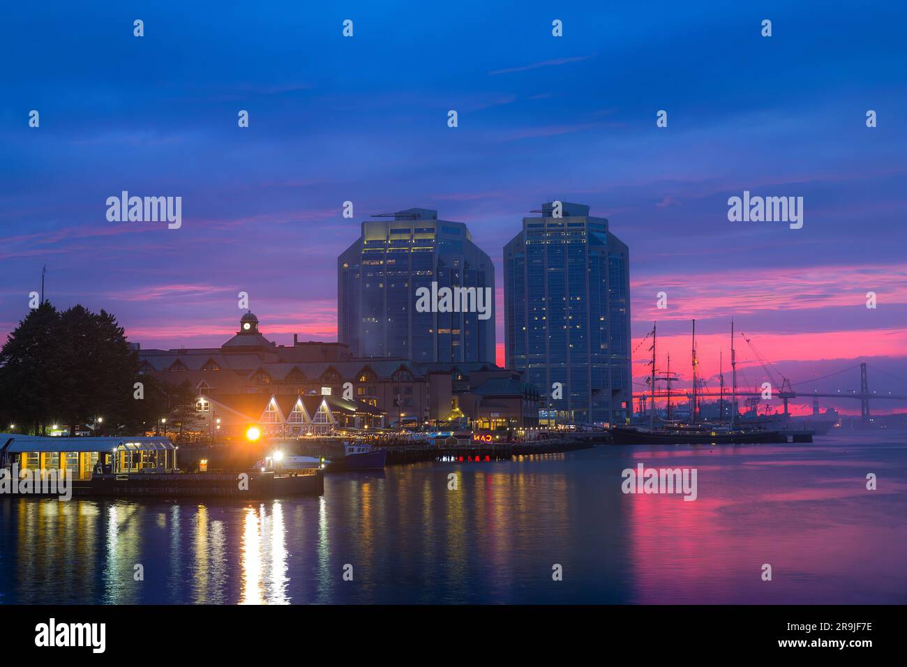 HALIFAX, NOVA SCOTIA, CANADA. Halifax Waterfront Harbor front with ...