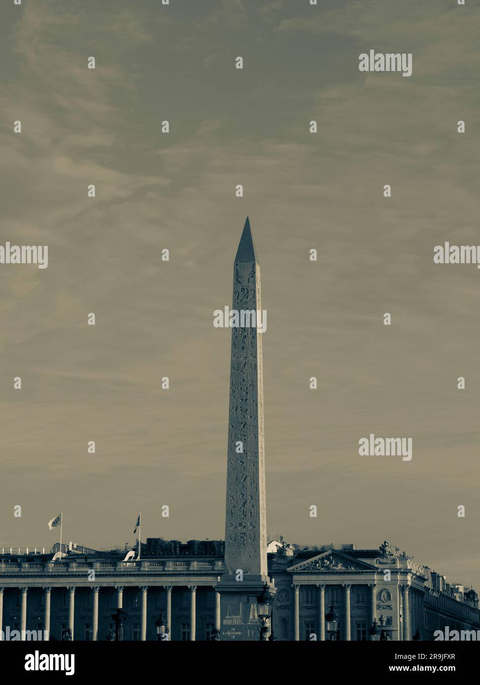 Black and White View, Luxor Obelisk, Place de la Concorde, Paris ...