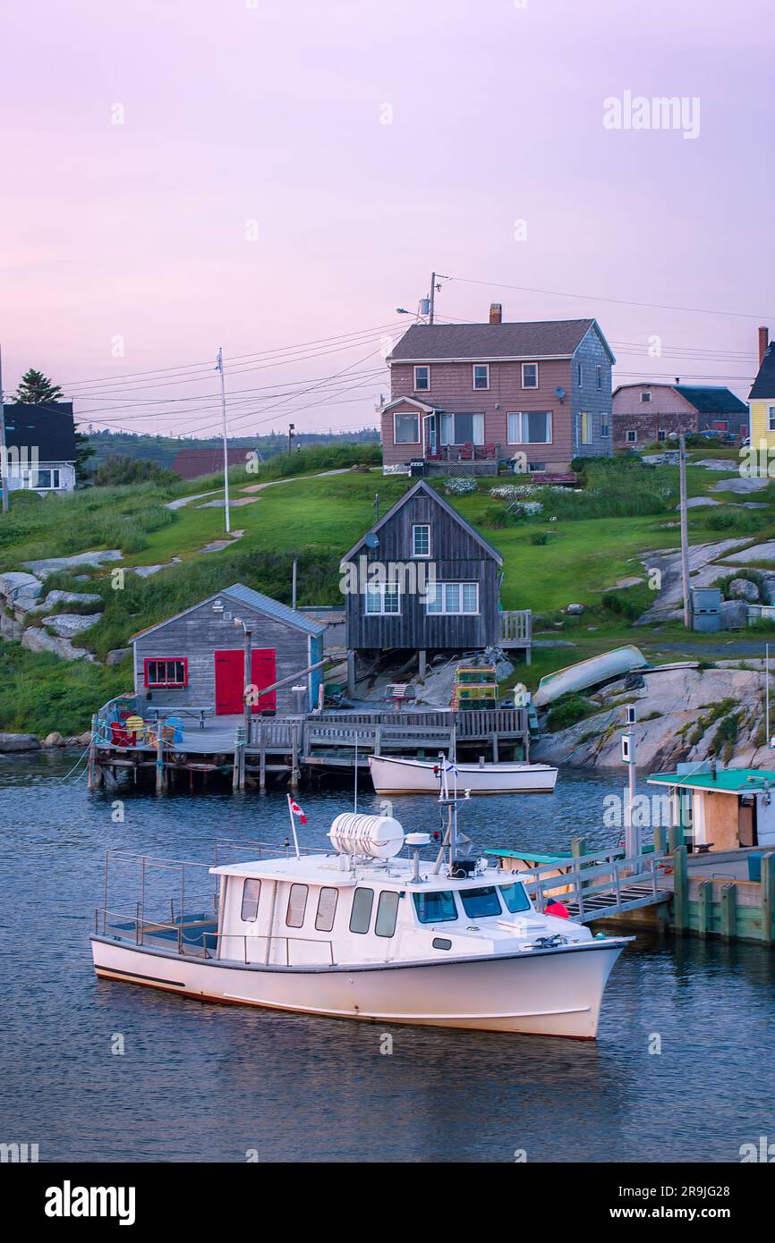 PEGGYS COVE fishing village. Typical east coast houses perched along ...