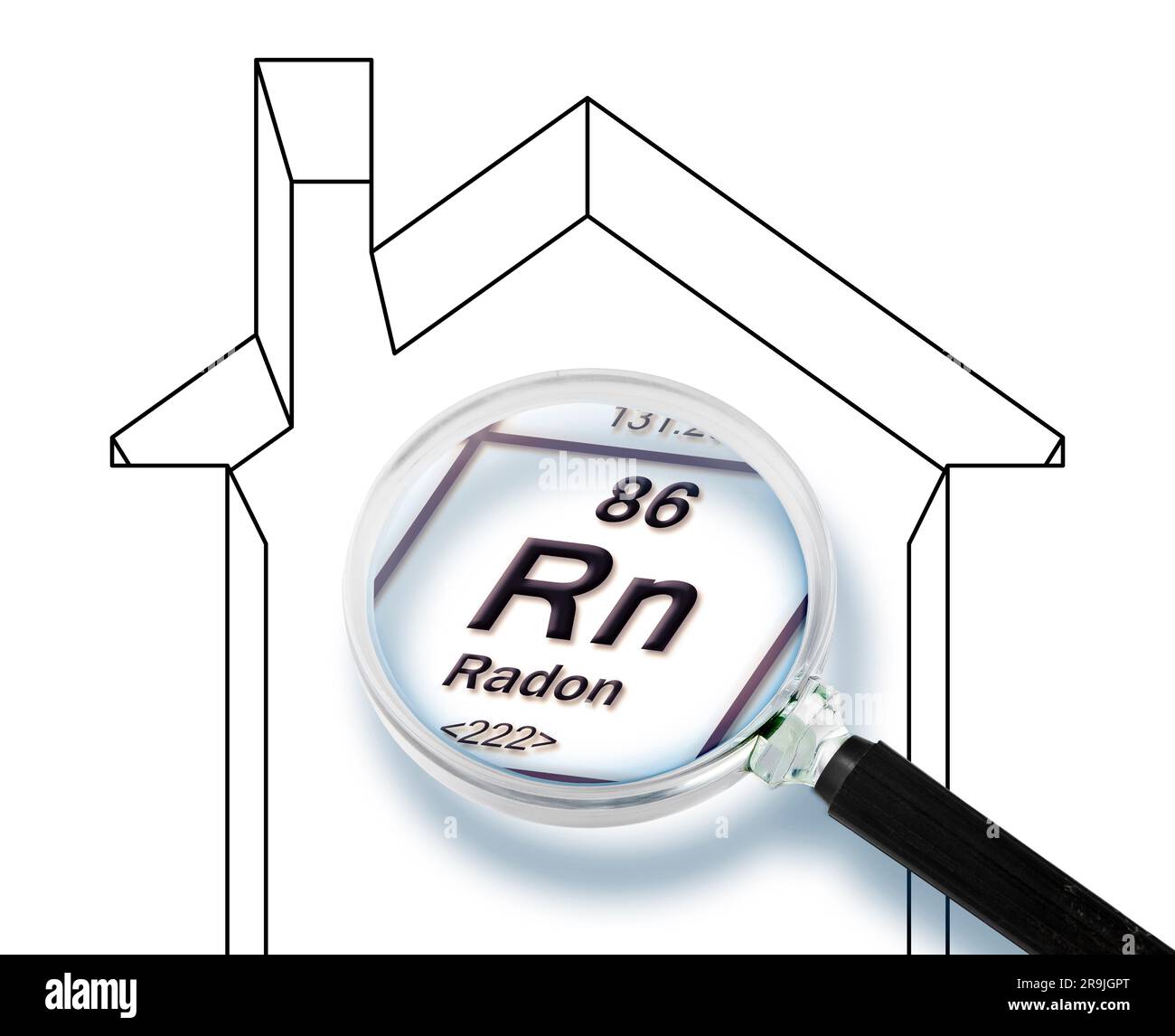 The danger of radon gas in our homes - concept image with periodic ...