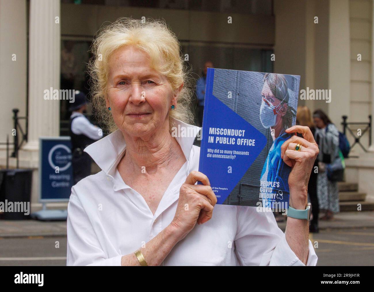 London, UK. 27th June, 2023. Dr Jackie Applebee outside the Inquiry ...
