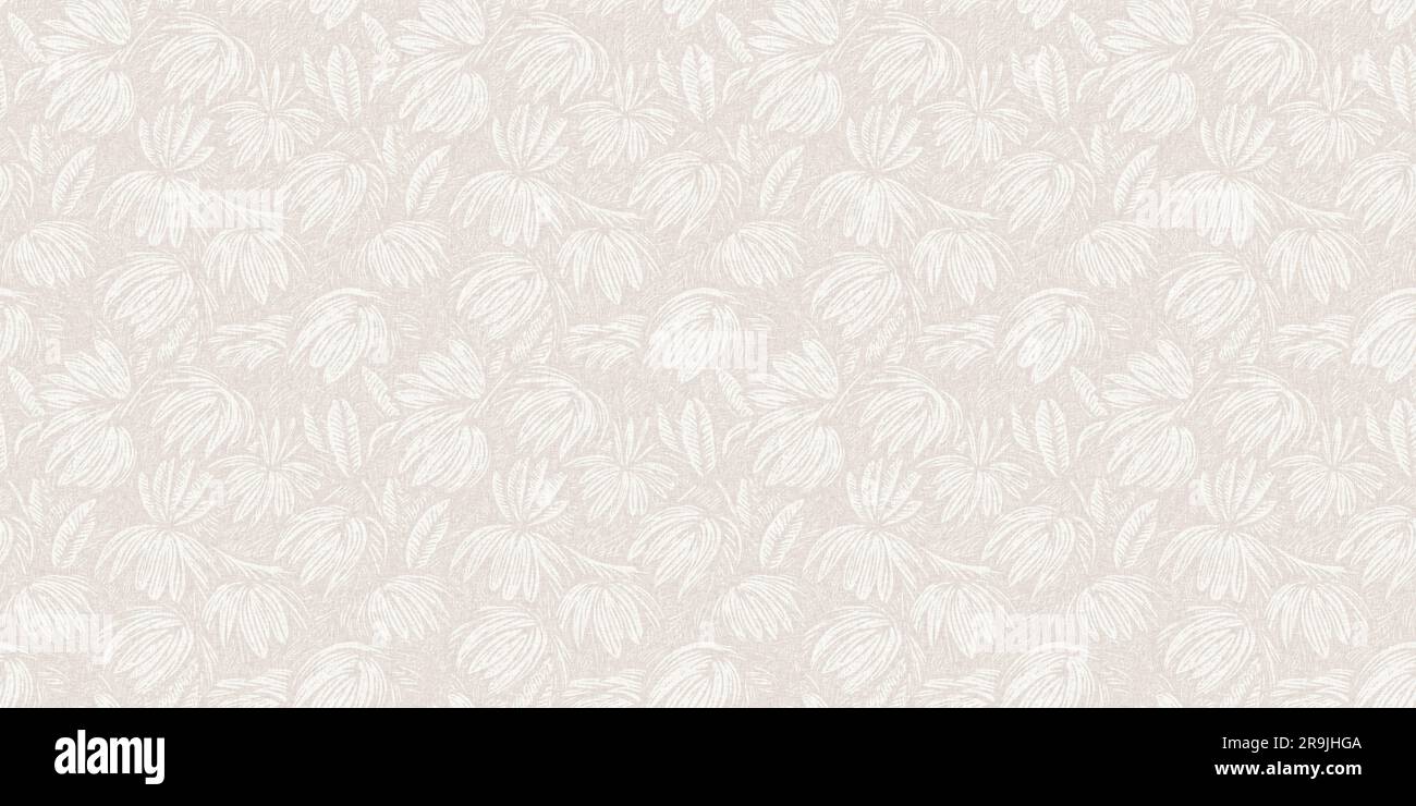 Subtle rustic elegance wedding floral block print linen seamless border ...