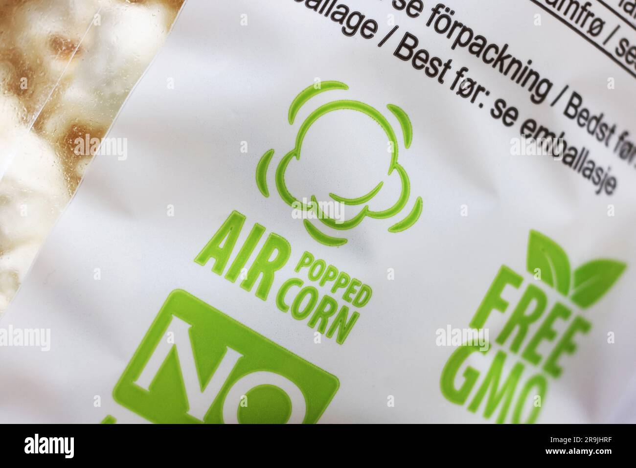 Signs and symbols, a popcorn package Stock Photo - Alamy