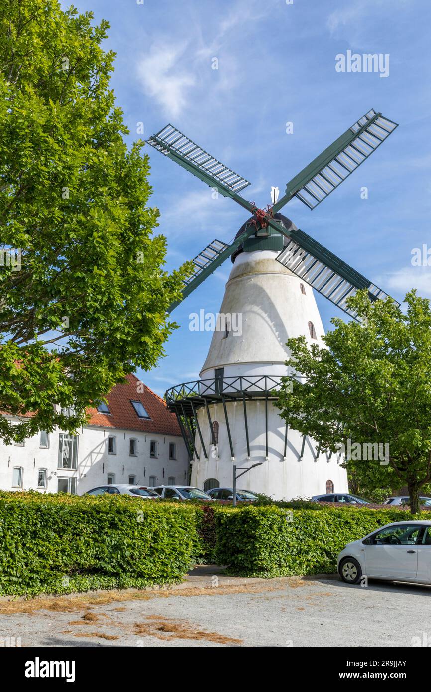 Historic windmill at the city center of Sønderborg, island of Als ...