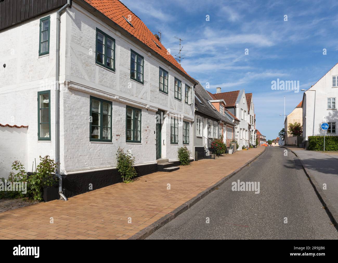Facades at old town street of Sønderborg, Denmark Stock Photo - Alamy