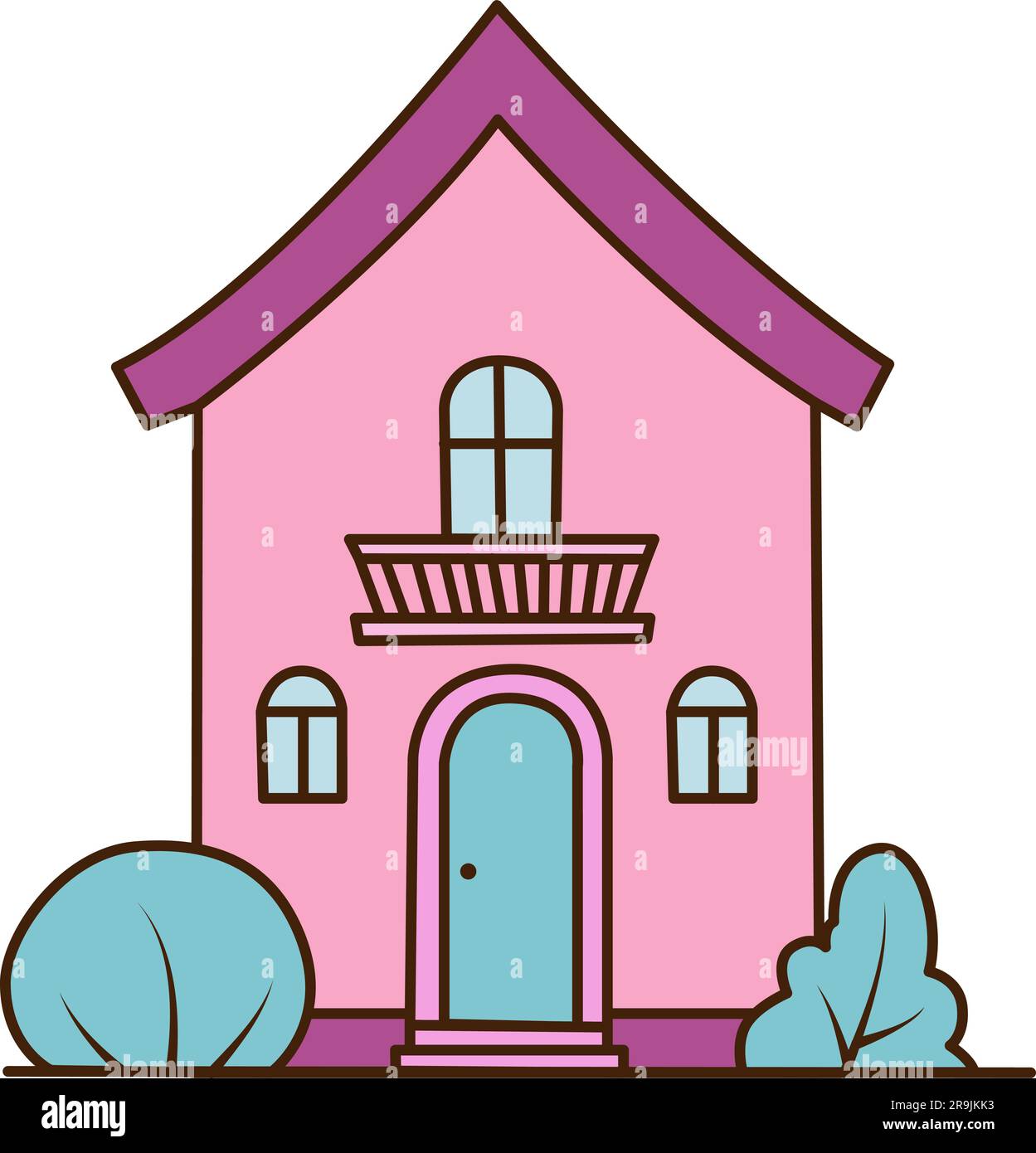 Cartoon House Cottage Cozy Cottage With Flowers In Rustic And