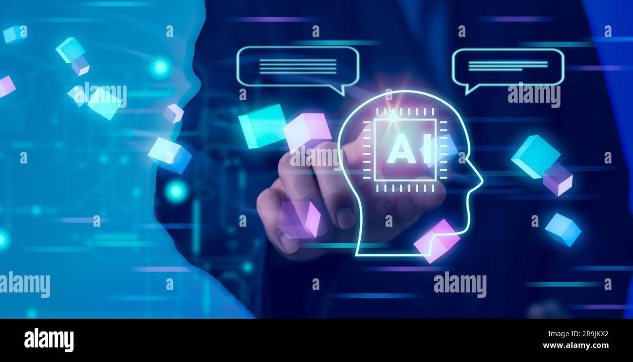 Chat with AI or Artificial Intelligence. Digital chatbot, robot application, metaverse , OpenAI ...