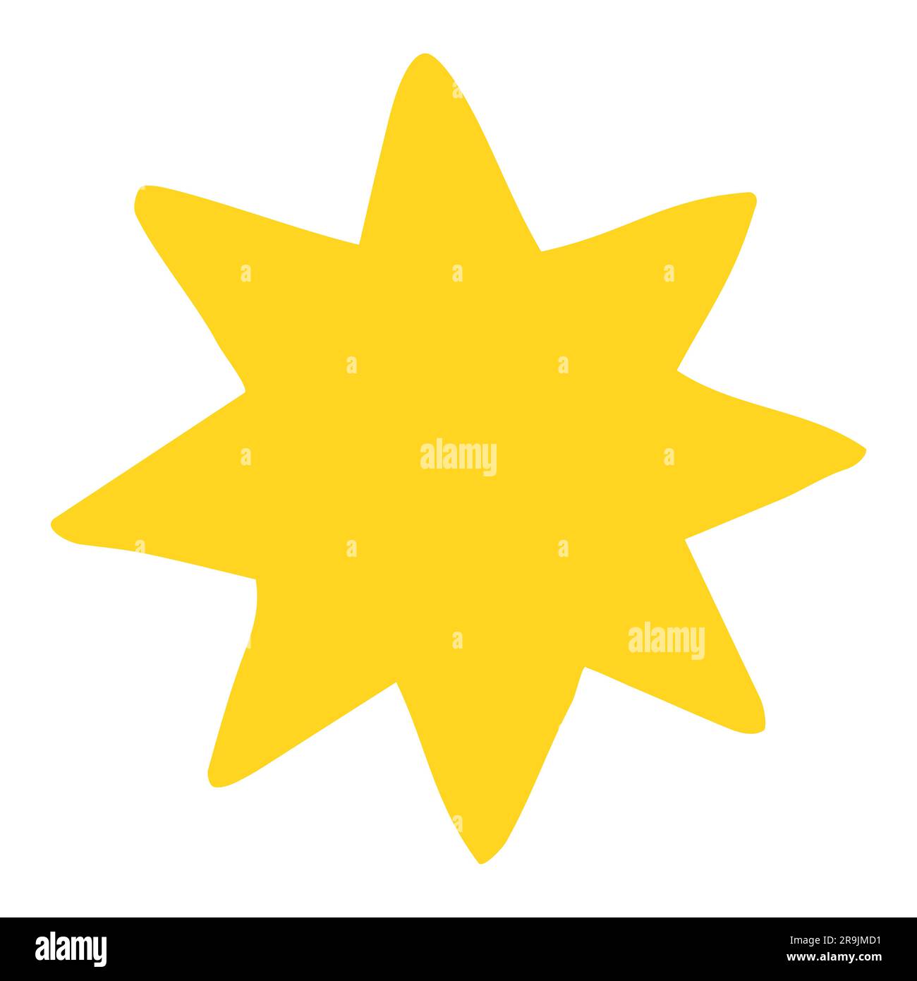 Hand drawn Sun painted with ink brush, isolated on white background ...