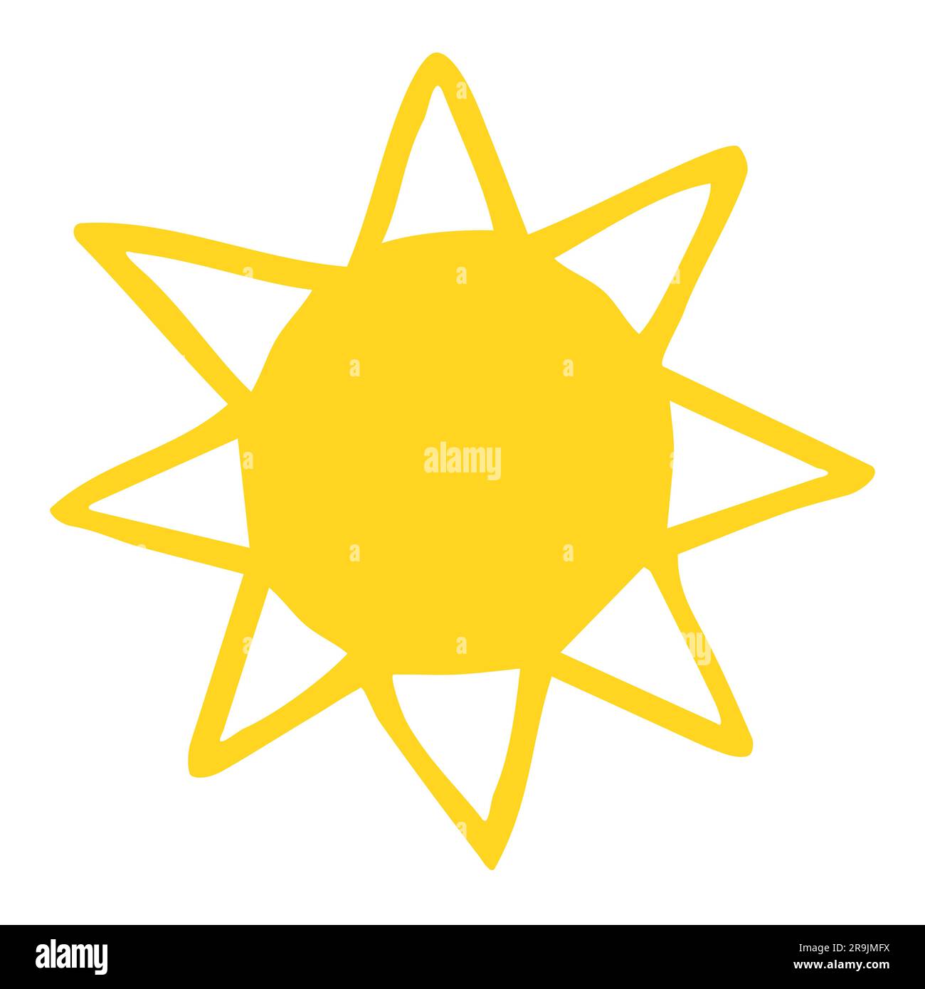 Hand drawn Sun painted with ink brush, isolated on white background ...