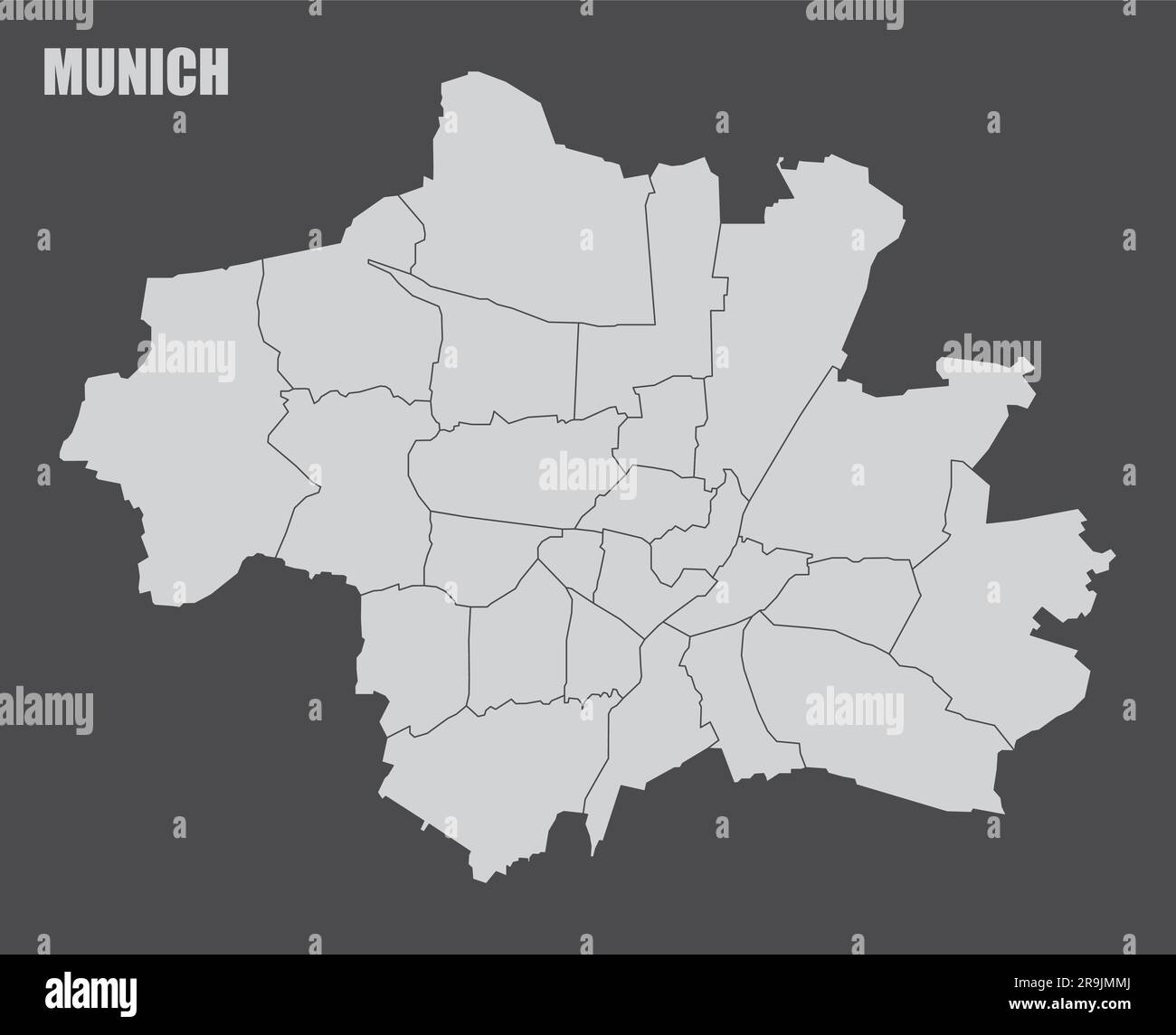 Munich city, administrative map isolated on dark background, Germany Stock Vector Image & Art ...