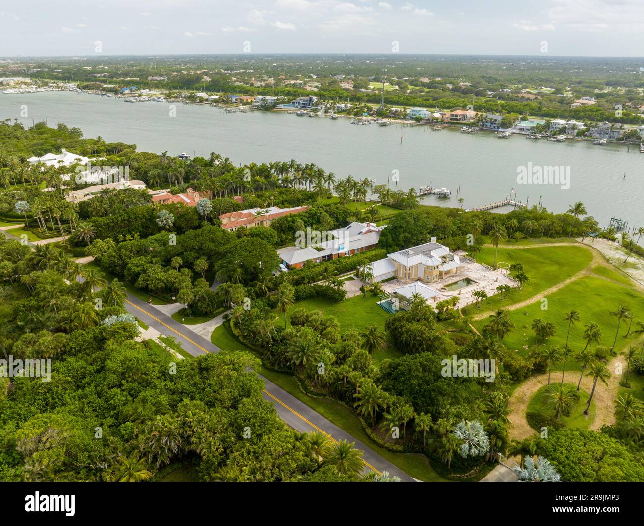 Aerial photo luxury mansion homes on Hobe Sound Jupiter Island Stock ...