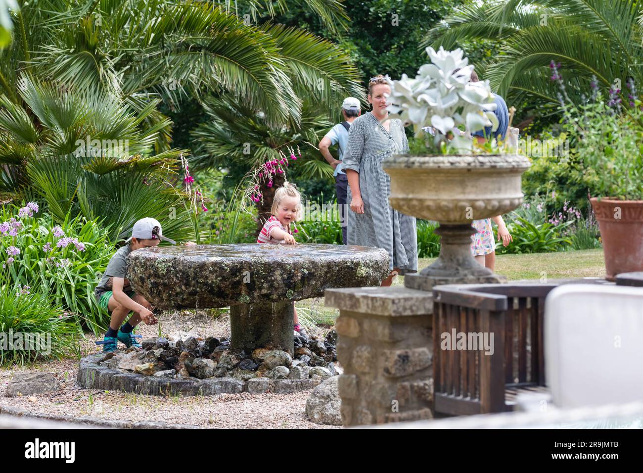 Children playing with a water feature at Trenarth Gardens Open Day for ...