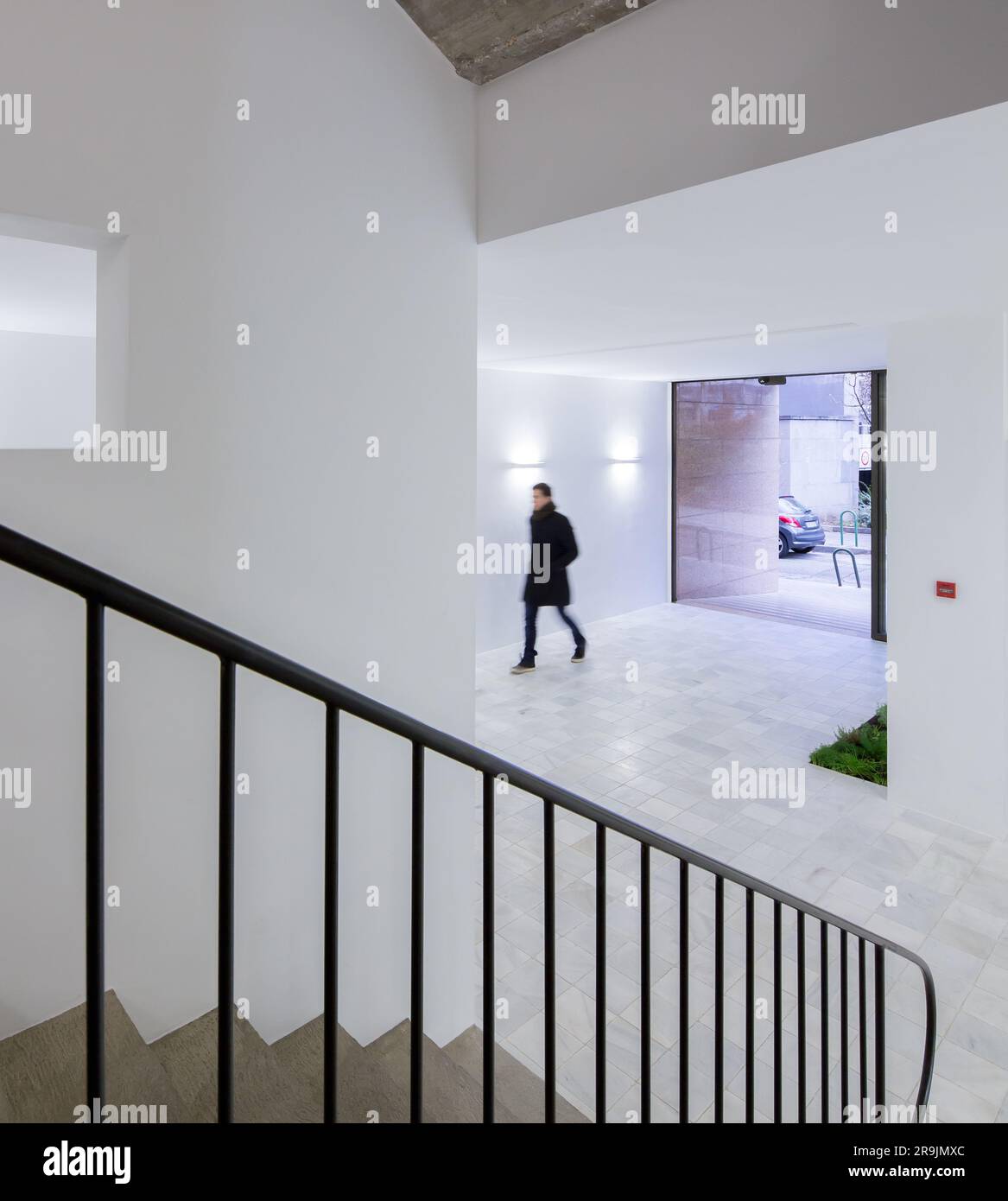 Interior design of modern apartment with high ceiling and stair case ...