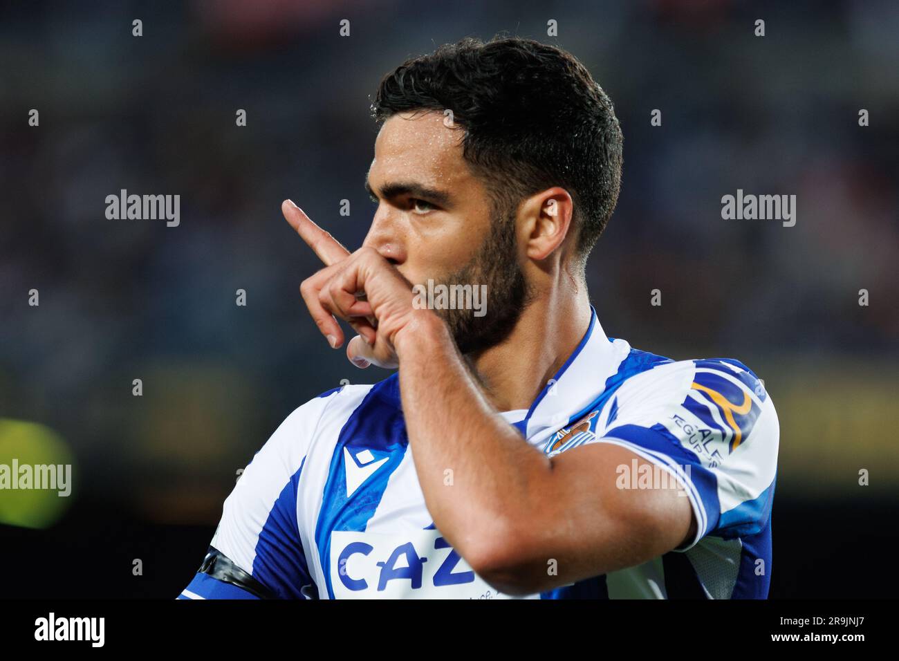 BARCELONA - MAY 20: Mikel Merino celebrates after scoring a goal during ...