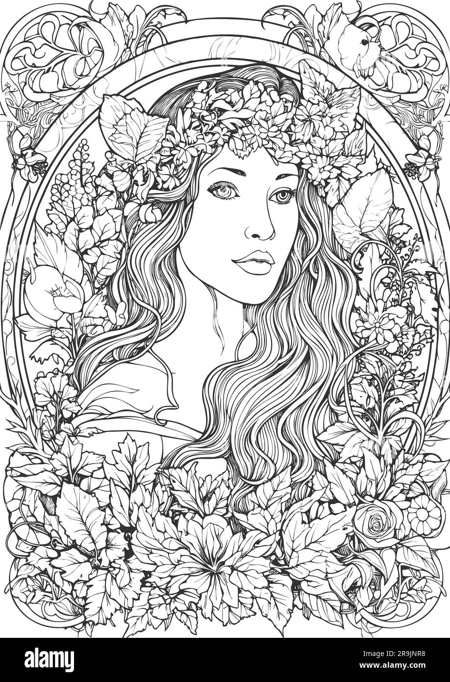 Enchanted Realm, Princess Coloring Book pages Stock Vector Image & Art ...