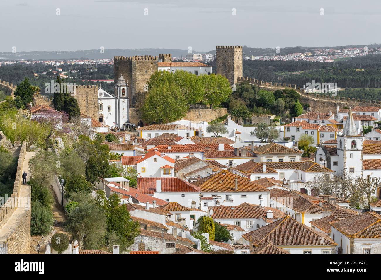 Aerial view of Obidos Medieval Town, Portugal Stock Photo - Alamy