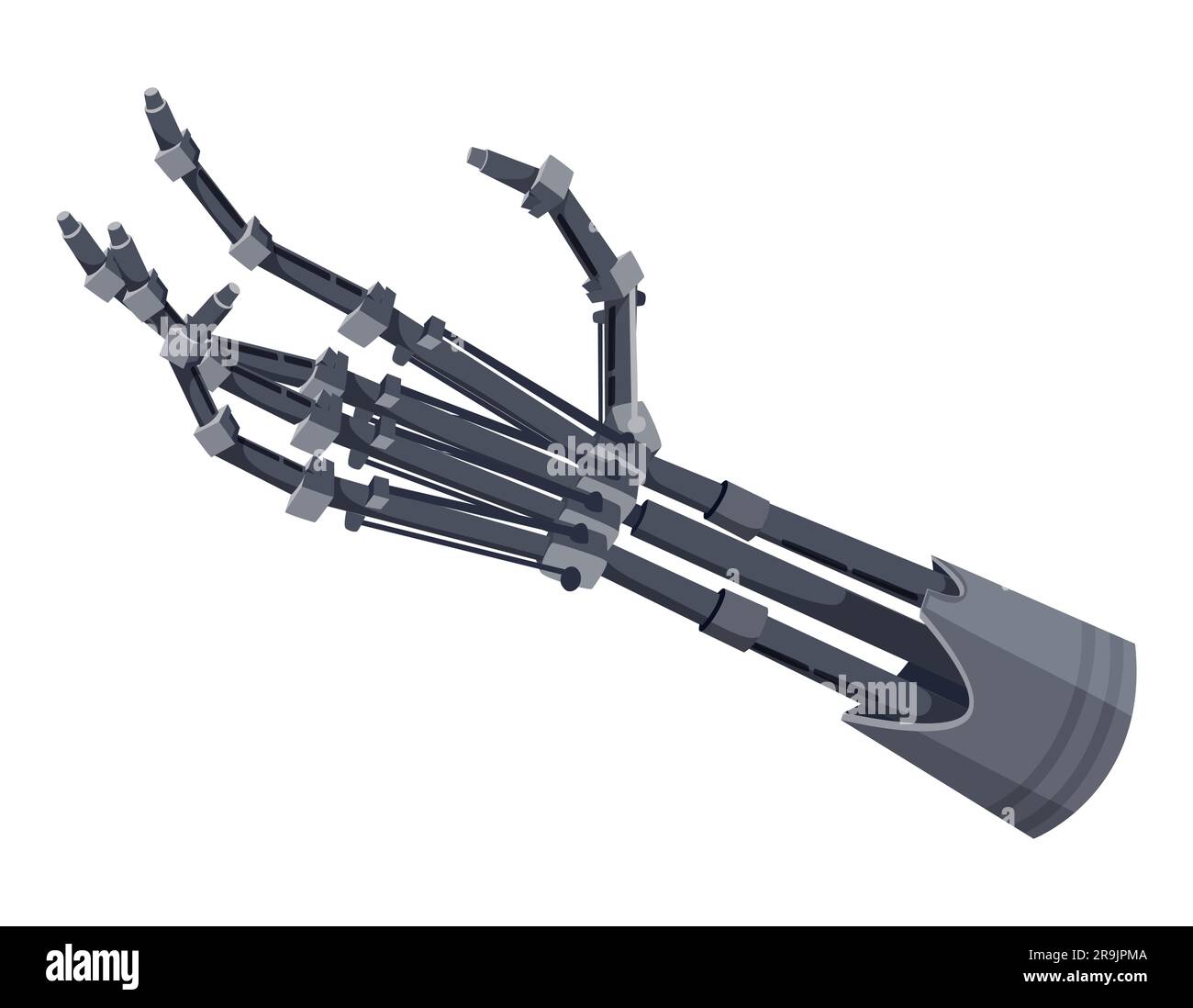 Metal human hand, cyborg droid arm, innovation artificial technology ...