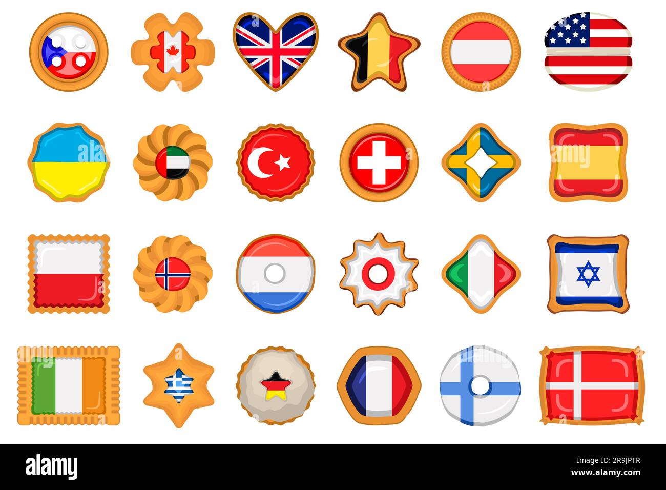 Set homemade cookie with flag country world in tasty biscuit, cookie ...