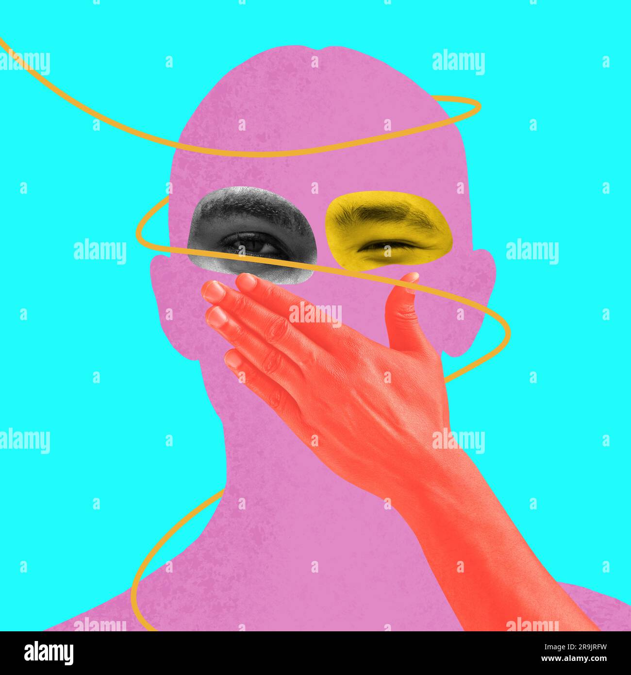 Laugh. Human face, facial expression made of diverse people face parts ...