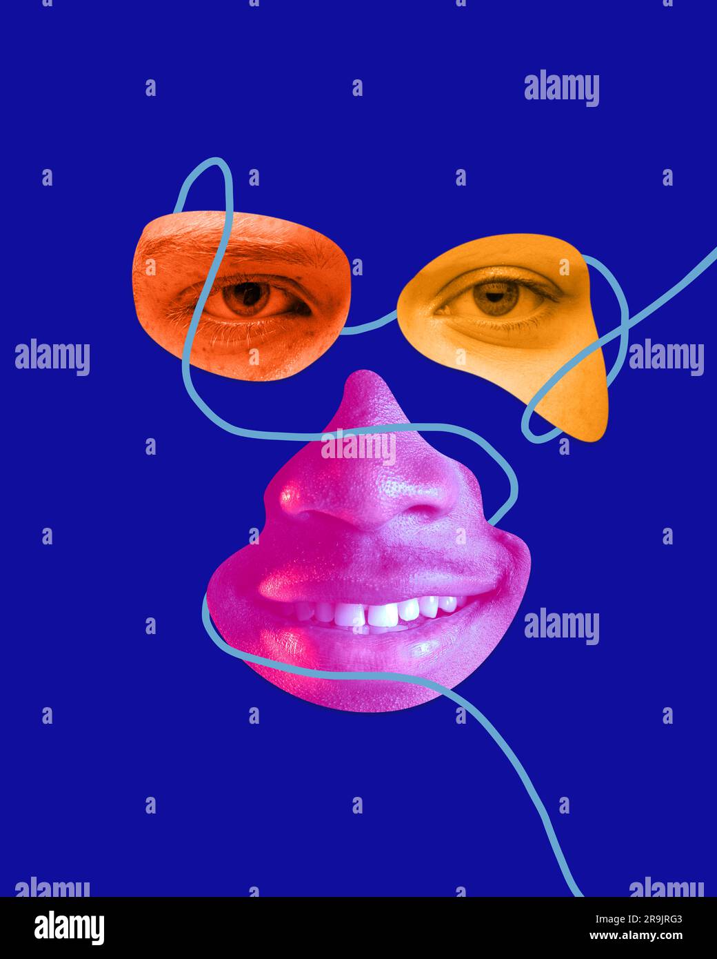 Smile. Human face, facial expression made of diverse people face parts ...