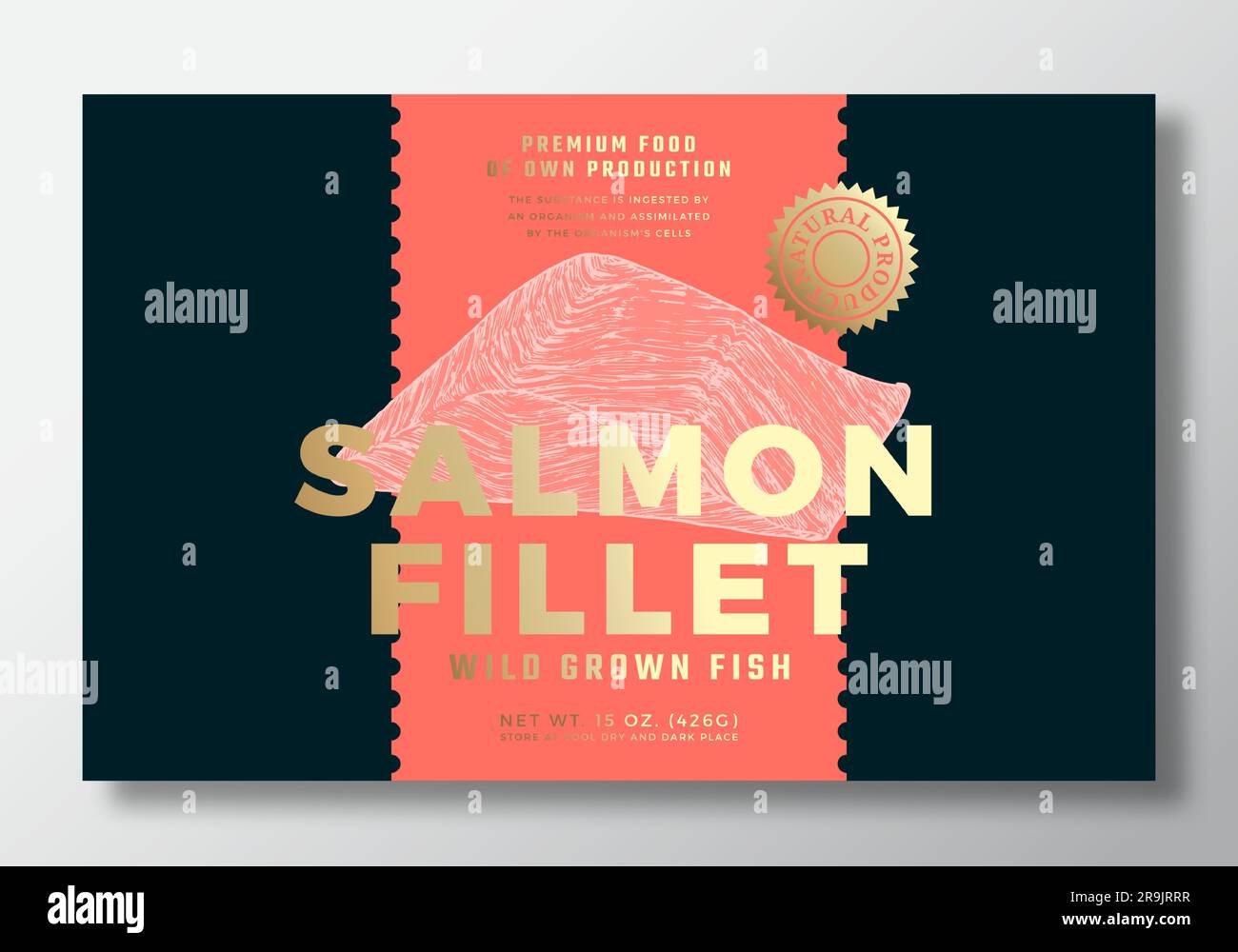 Wild Water Salmon Abstract Vector Packaging Label Design Template ...