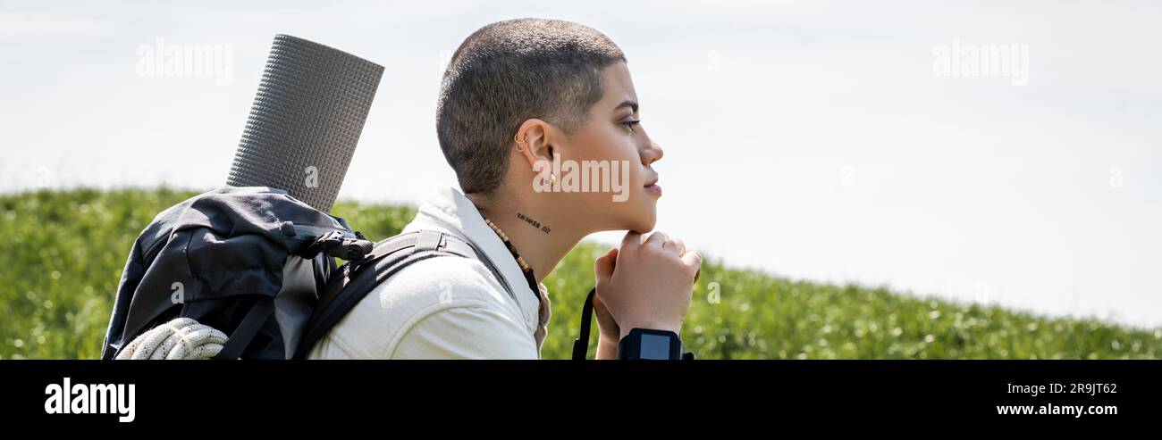 Woman hiker profile hi-res stock photography and images - Alamy