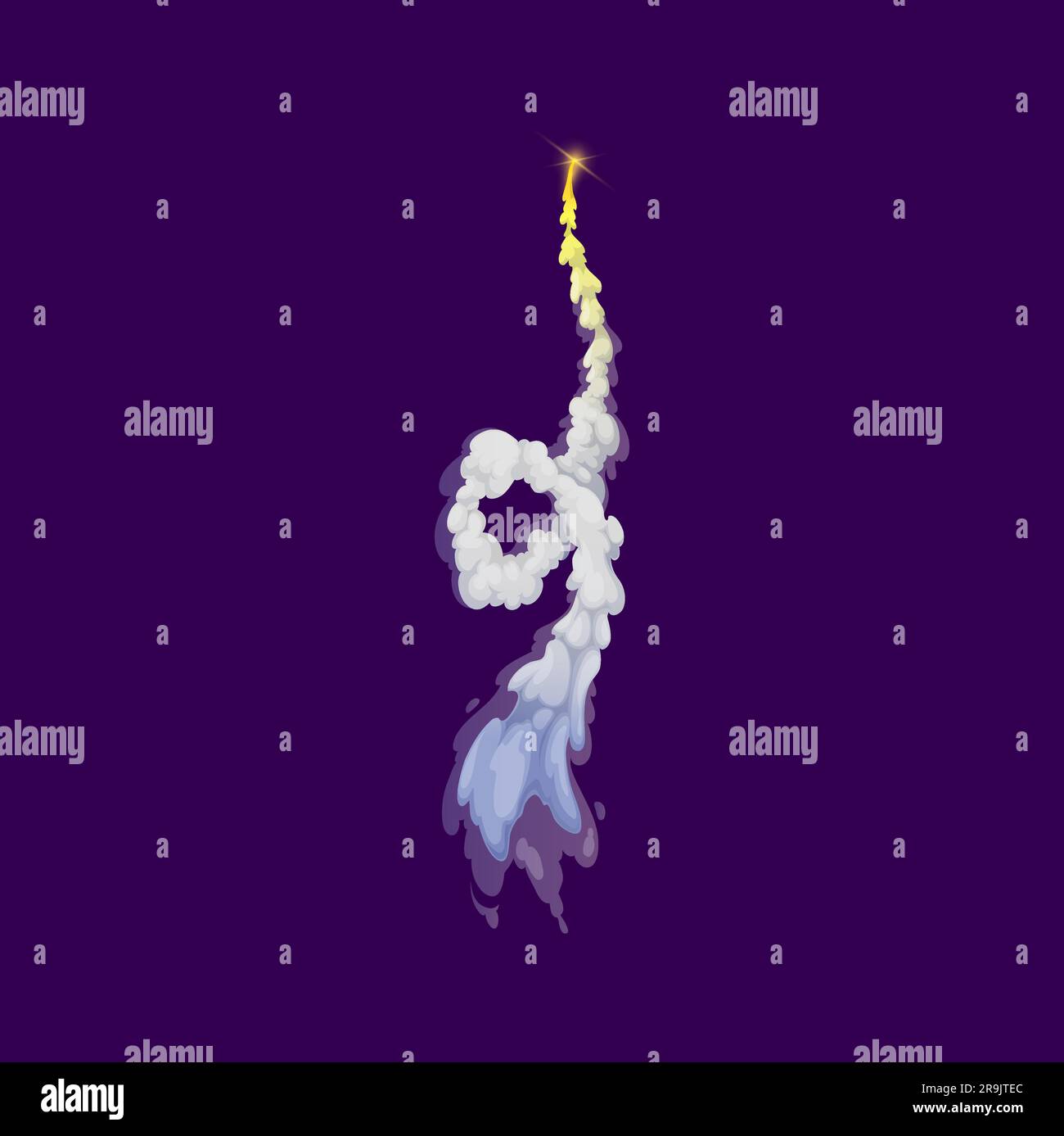 Cartoon rocket smoke trail. Asteroid or comet fireball trace, space ...