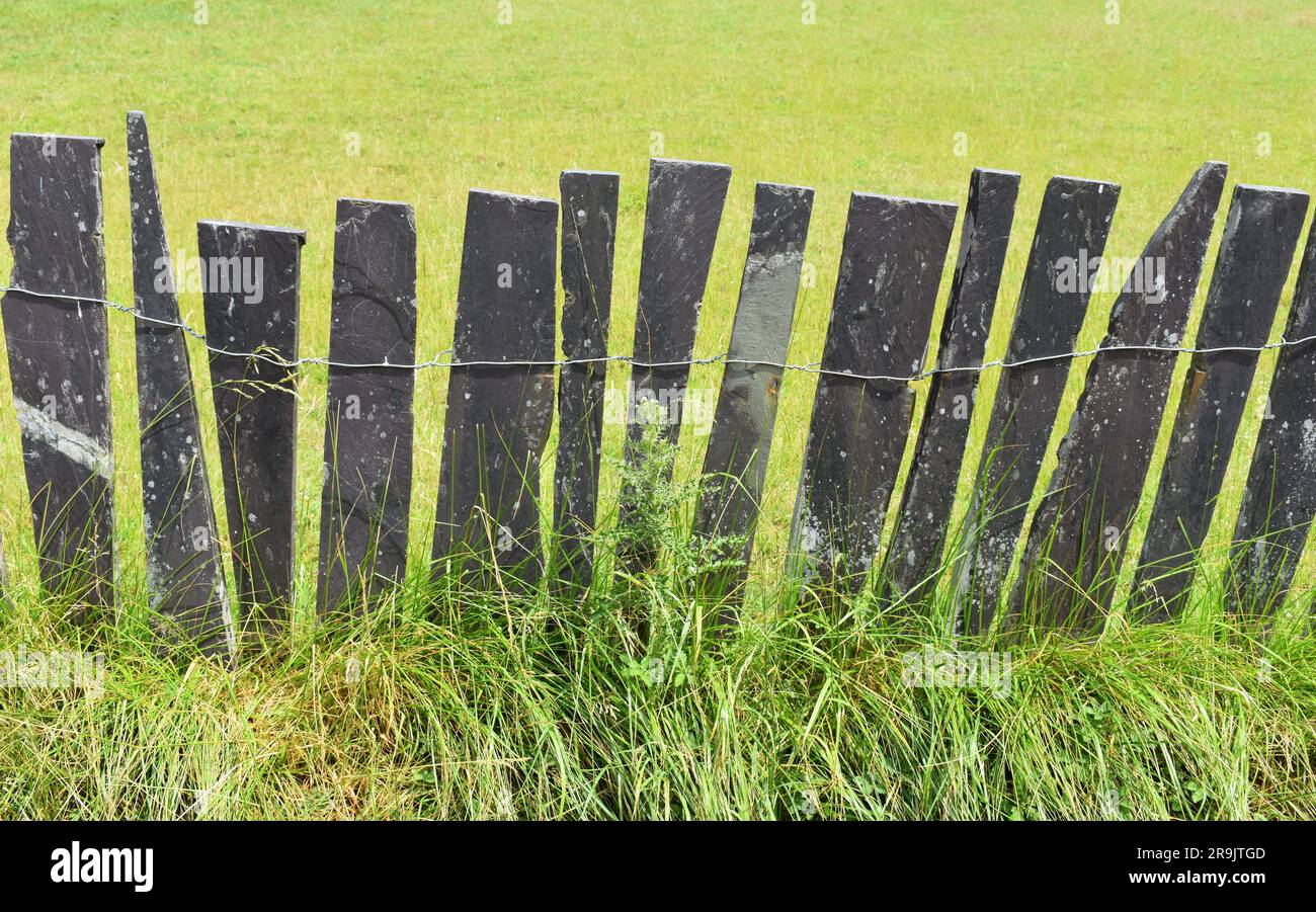 Traditional slate fence, St Fagans museum, Cardiff, Wales Stock Photo ...