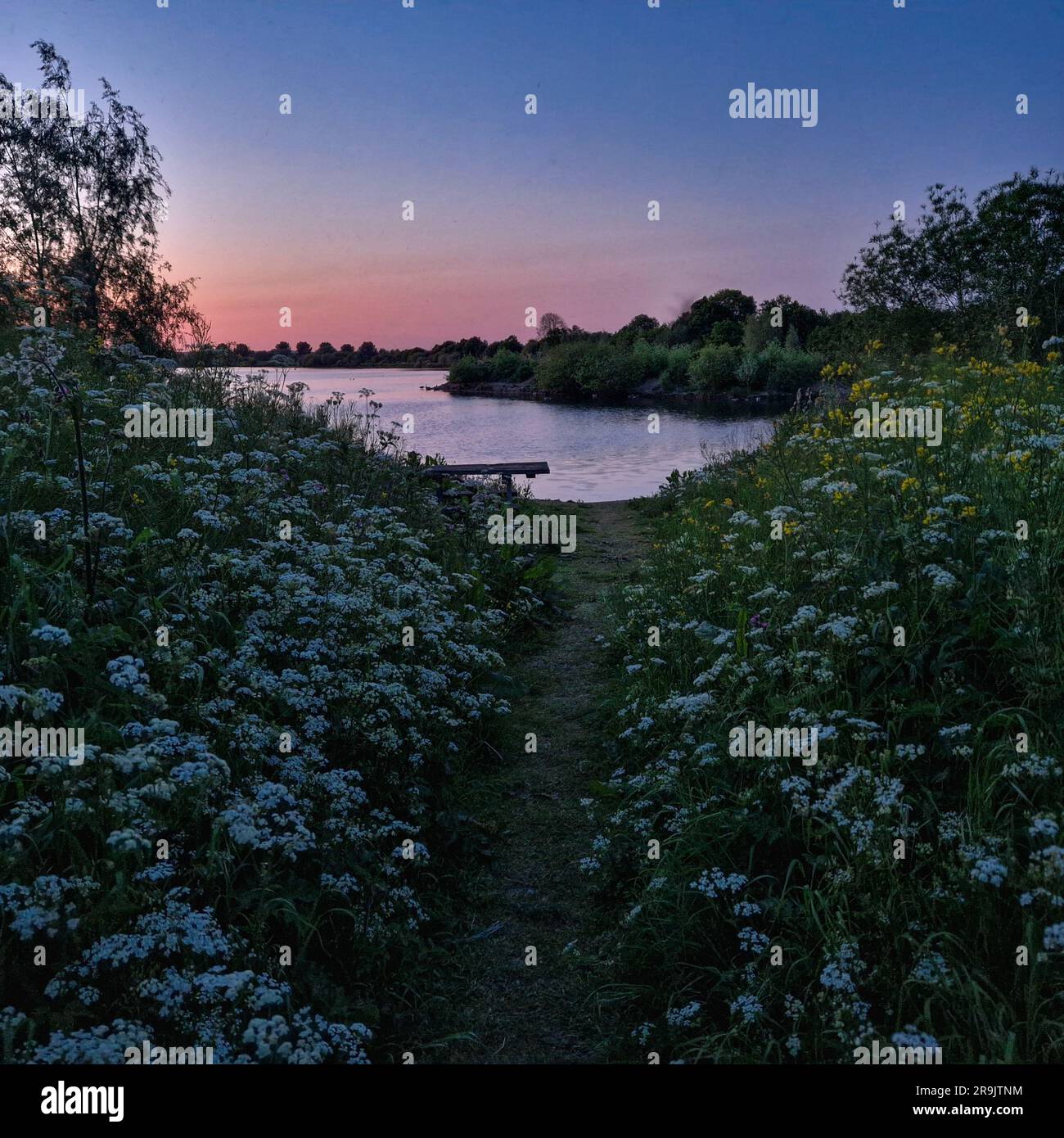 The photo captures a mesmerizing sunset over Croxall Lake in the United ...