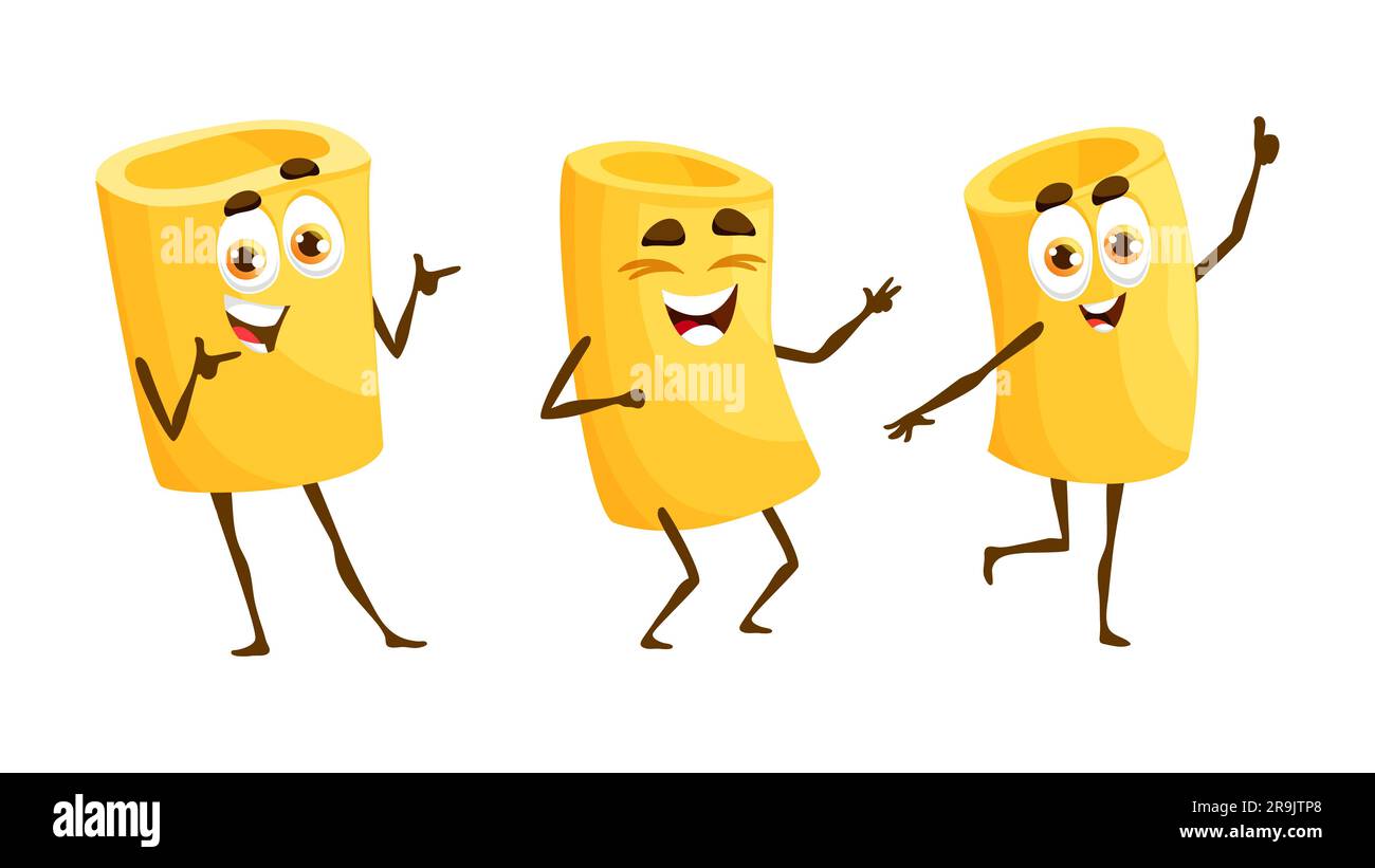 Cartoon paccheri Italian pasta cheerful character. Italy cuisine menu ...