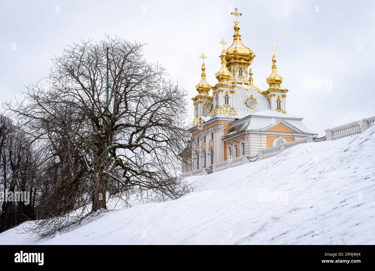Peterhof palace, The gilded domes of the court church of the Holy ...