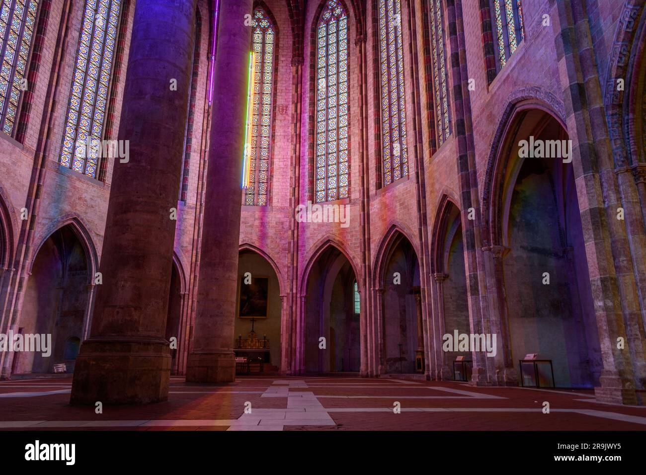 The nave of the church of the Jacobins, a 13th century church, lit up ...