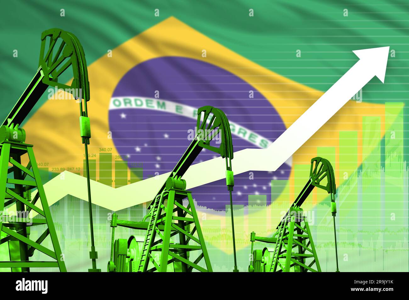 Brazil oil industry concept, industrial illustration - rising up chart ...