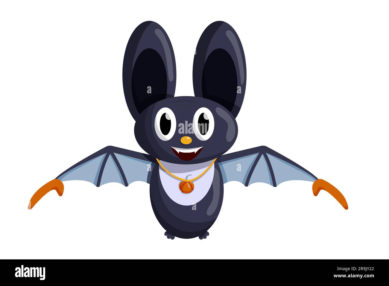 Halloween bat character in cartoon style flying in the air. Vector ...