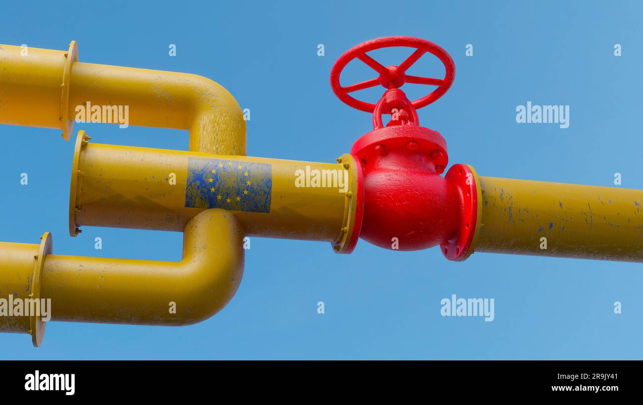 Pipe of gas from Russia to European Union, Valve on the main gas ...