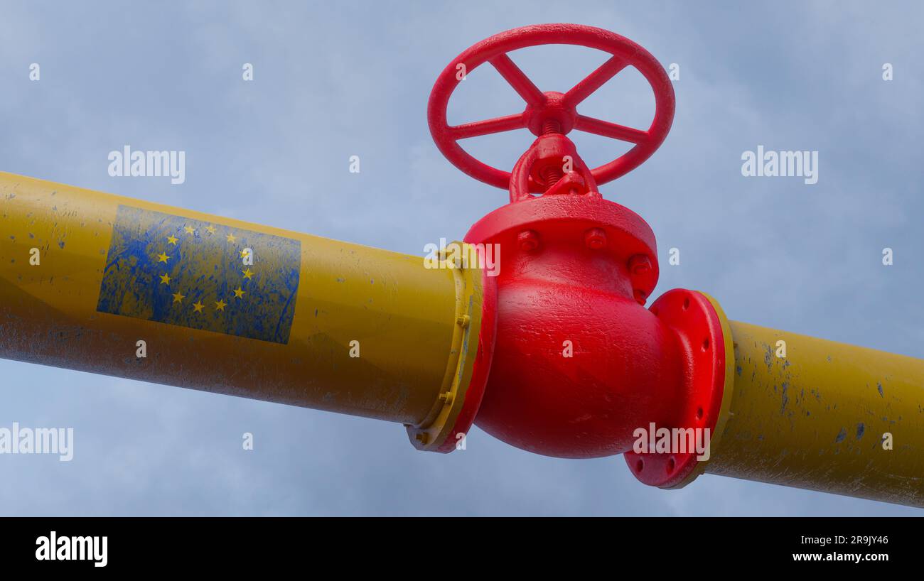 Pipe of gas from Russia to European Union, Valve on the main gas ...